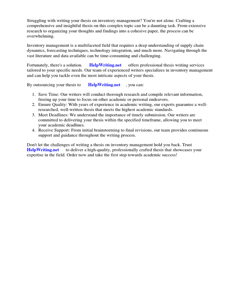 Inventory Management Sample Thesis | PDF | Inventory | Thesis