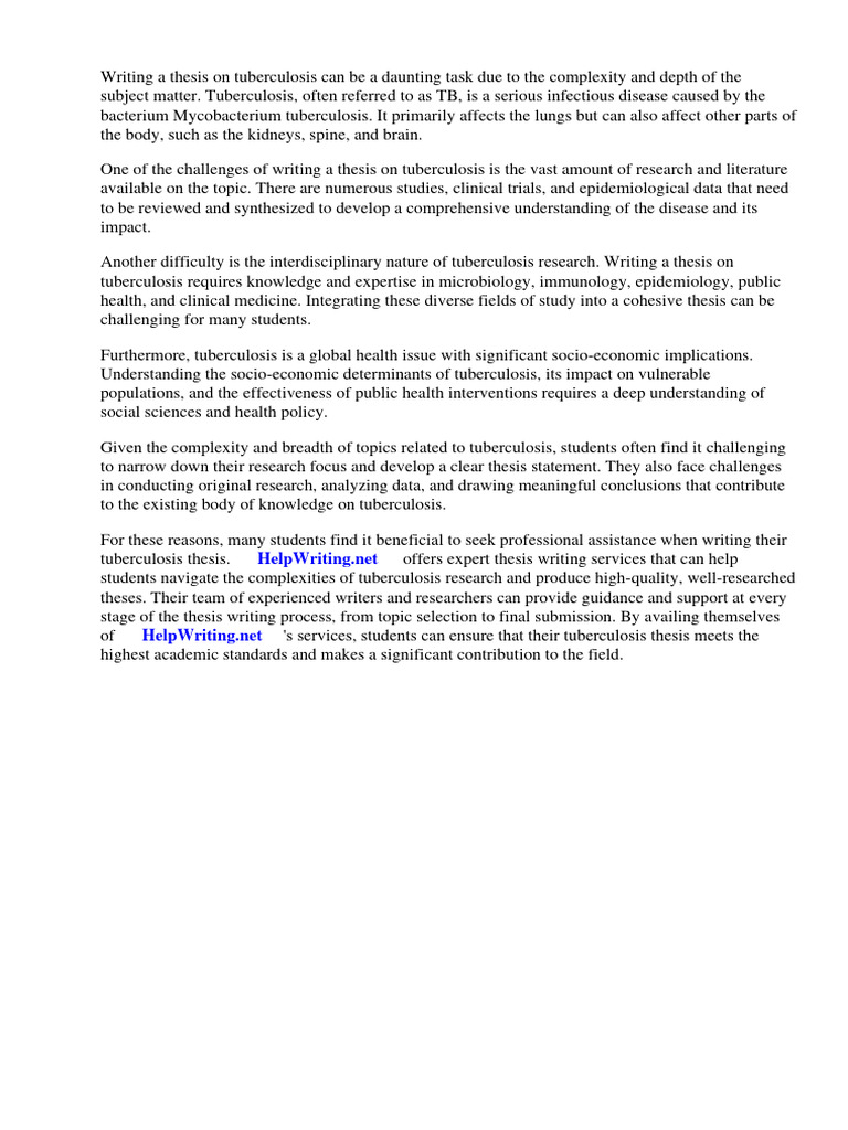 Tuberculosis Thesis Title | PDF | Tuberculosis | Infection