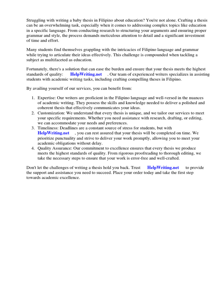 Baby Thesis Sa Filipino Tungkol Sa Edukasyon | PDF | Tagalog Language ...
