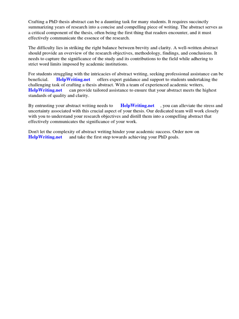 PHD Thesis Abstract Template | PDF | Thesis | Abstract (Summary)