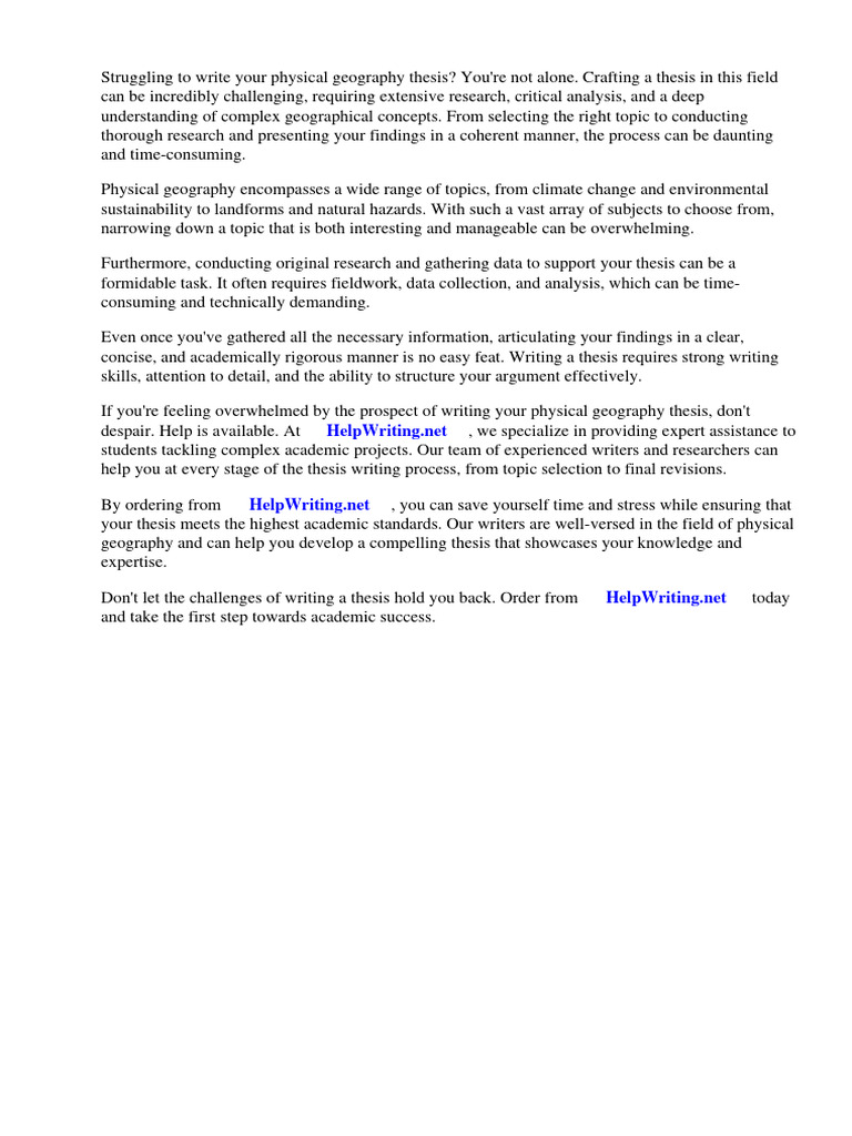 Physical Geography Thesis Topics | PDF | Geography | Thesis Physical Geography Thesis Topics | PDF | Geography | Thesis