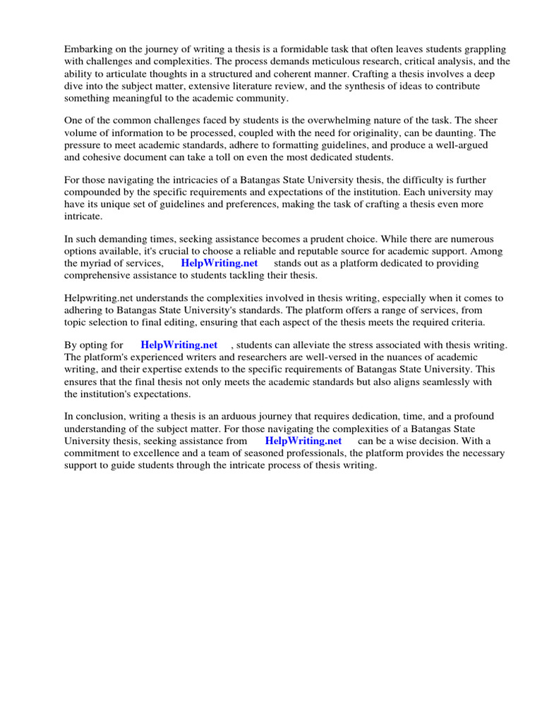Batangas State University Thesis Sample | PDF | Thesis | Doctor Of ...