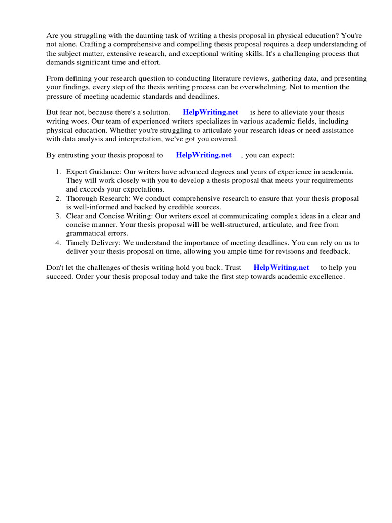 Sample Thesis Proposal in Physical Education | PDF | Career & Growth