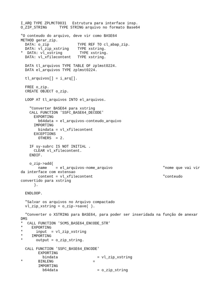 SAP ABAP Base64 Zip Processing | PDF | String (Computer Science) | Information Technology