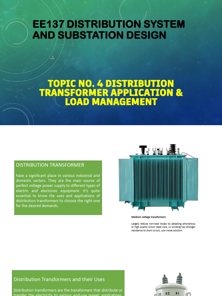 Topic No. 4 Distribution Transformer Application | PDF | Transformer | Electric Power Distribution