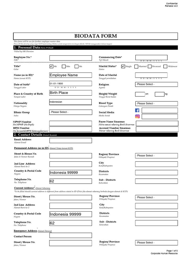 Biodata Form PDF_SMF V4.0 (2) | PDF | Business
