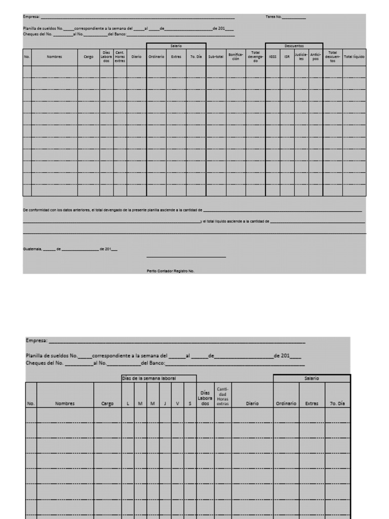Formatos de Planilla-1 | PDF