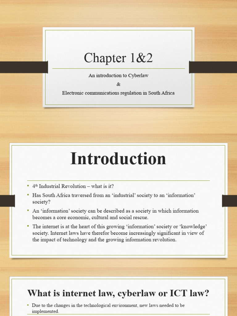 Chapter 1 & 2 An Introduction To Cyberlaw & Legislation | PDF | Telecommunications | Communication