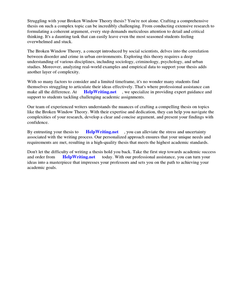 Broken Window Theory Thesis | PDF | Crimes | Crime & Violence