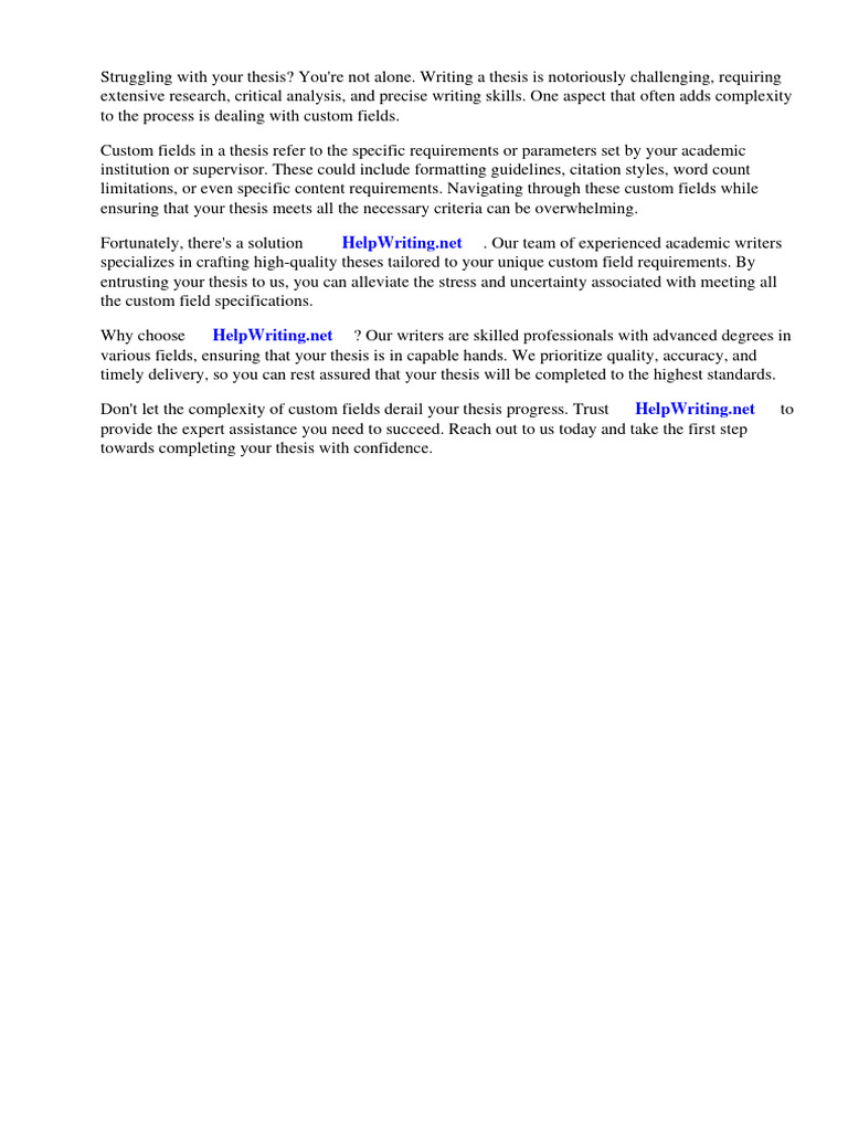 Thesis Custom Fields | Download Free PDF | Thesis | Word Press