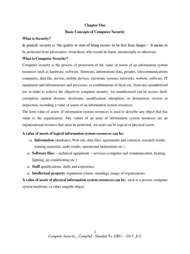 Cs Chapter 1 Up Pdf Information Security Vulnerability Computing