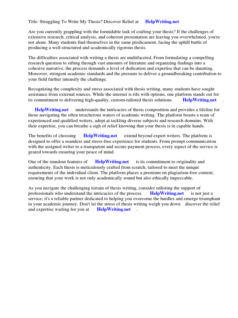 Struggling To Write My Thesis | PDF | Essays | Thesis