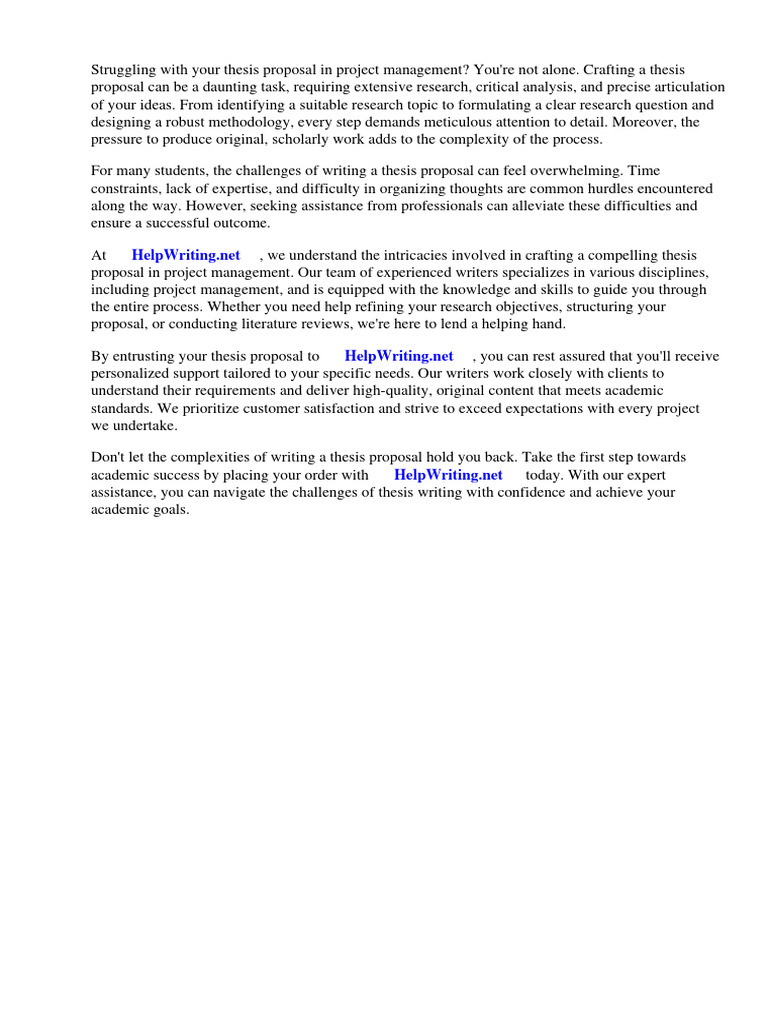 Sample On Thesis Proposalproject Management | PDF | Thesis | Project ...