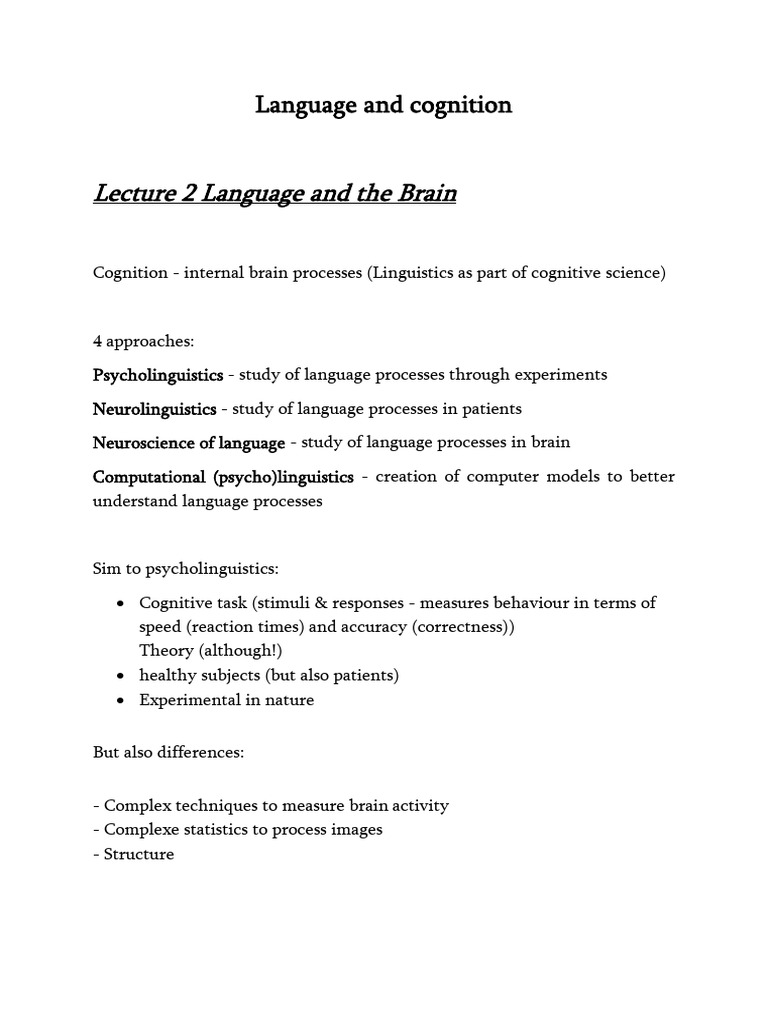 Language and Cognition | PDF | Speech | Aphasia