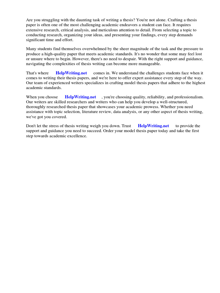 Model Thesis Paper | PDF | Thesis | Doctor Of Philosophy