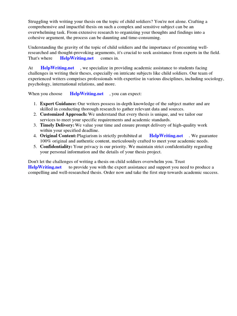 Thesis Child Soldiers | PDF