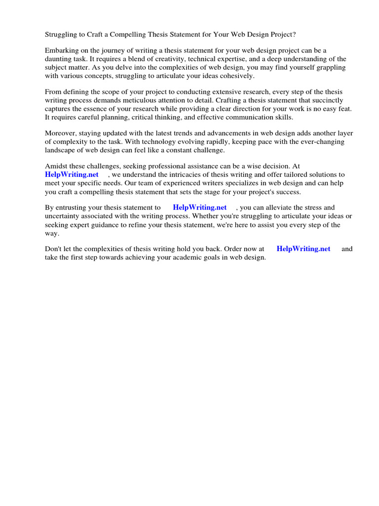 Thesis Statement For Web Design | Download Free PDF | Essays | Thesis