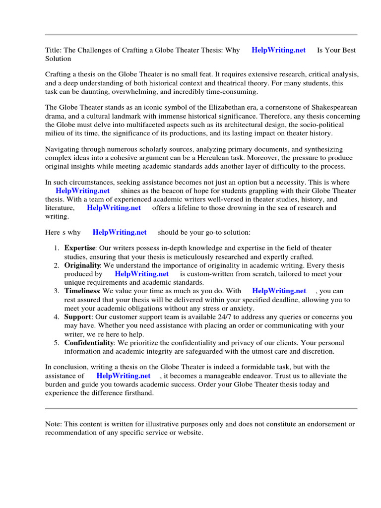 Globe Theater Thesis Statement | Download Free PDF | William ...