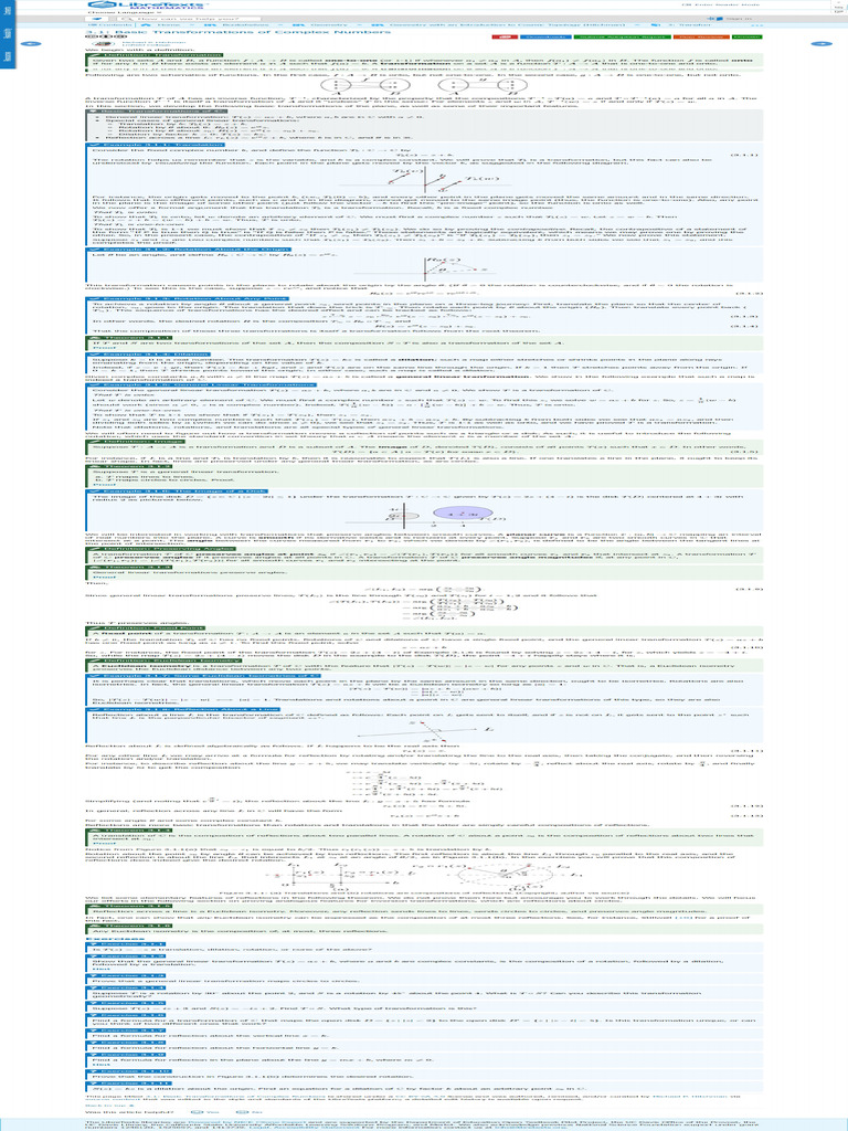 Basic Transformations of Complex Numbers | PDF