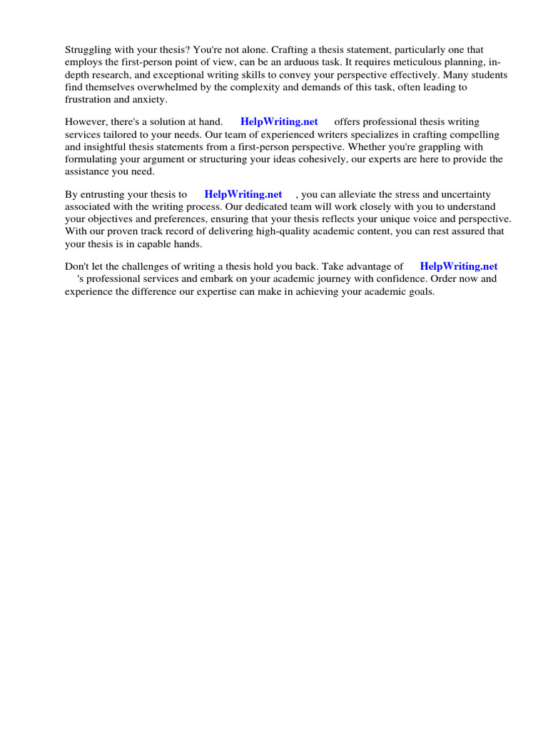 First Person Point of View Thesis Statement | PDF | Narration | Essays