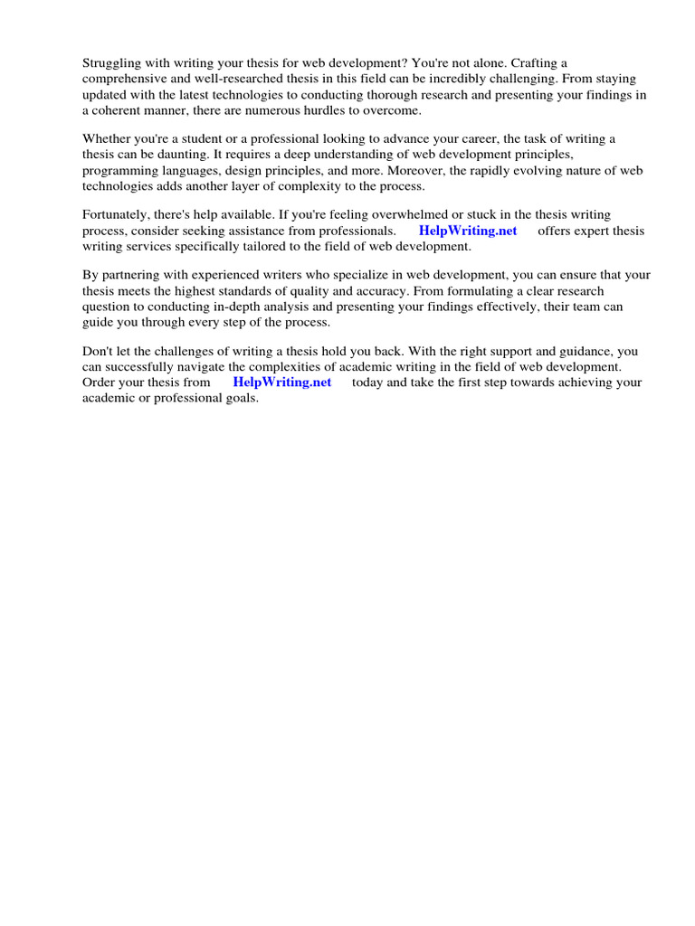 Thesis For Web Development | PDF | Thesis | World Wide Web