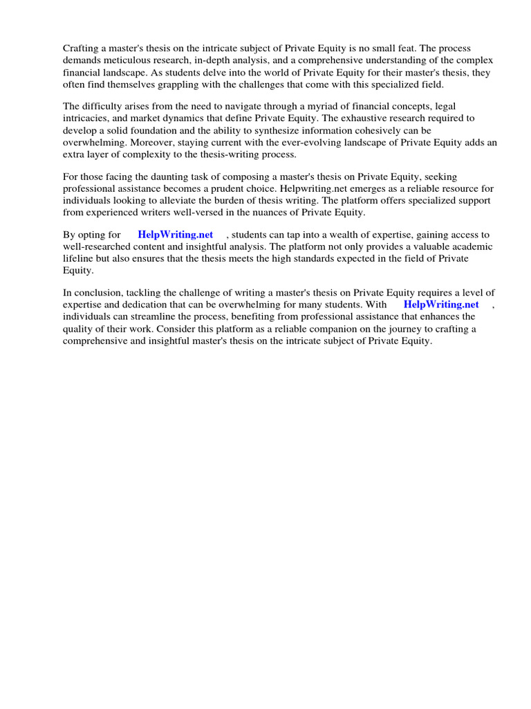 Topics Master Thesis Private Equity | PDF