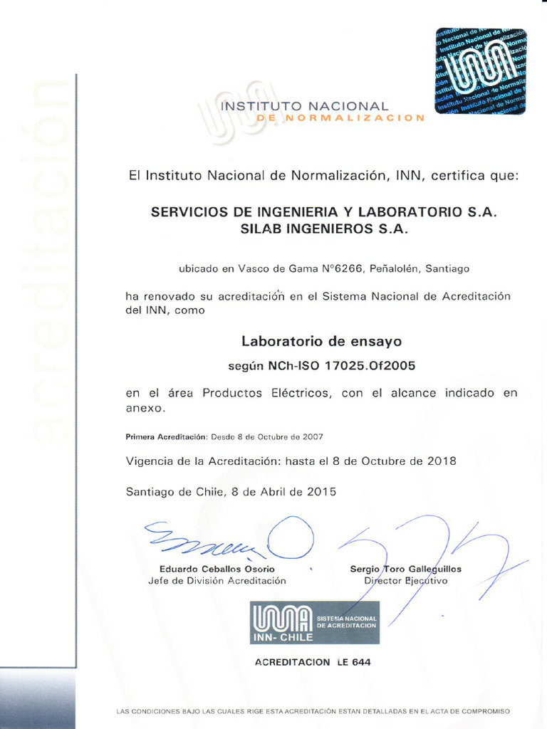 Acreditacion SILAB | PDF | Bombilla incandescente | Comisión Electrotécnica Internacional