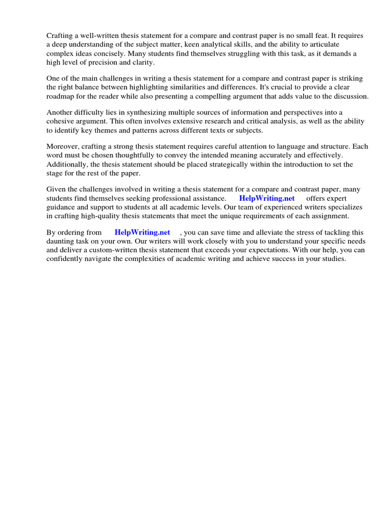 How To Write A Good Thesis Statement For A Compare and Contrast Paper ...
