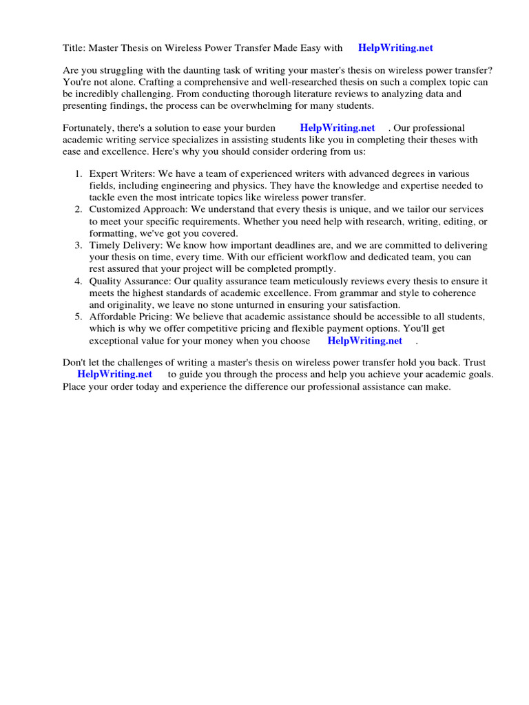 Master Thesis Wireless Power Transfer Pdf