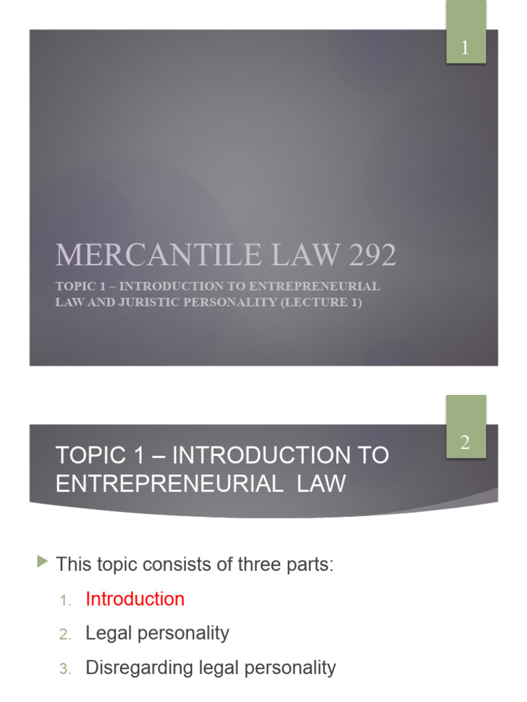 ML 292 Topic 1 - Lecture 1 - Slides | PDF | Trustee | Sole Proprietorship