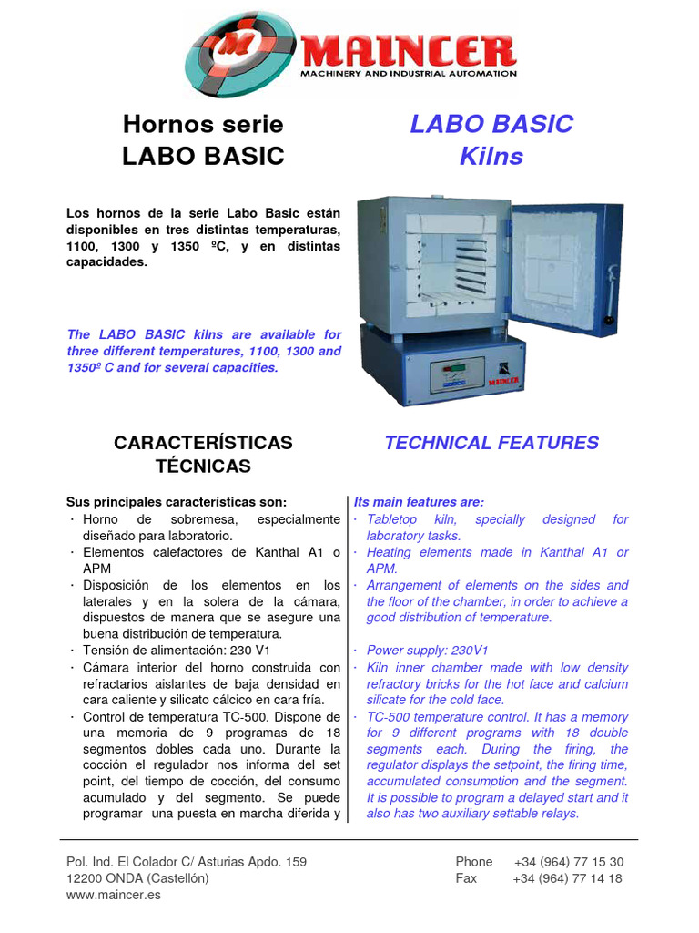 (ES) (EN) Hornos Sobremesa Labo Basic - Labo Basic Tabletop Kilns | PDF | Ingenieria Eléctrica ...