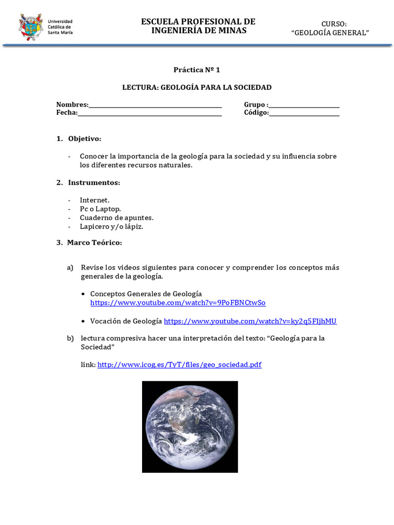 PRACTICA 1- GEOLOGIA GENERAL | PDF