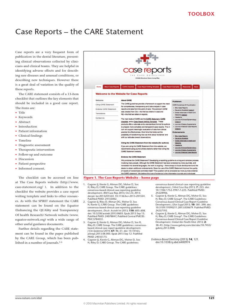 Case Reports - The CARE Statement: Toolbox | PDF | Pub Med | Health ...