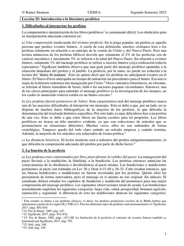 Lección 25_Introducción a la literatura profética | PDF | Profecía | Profeta