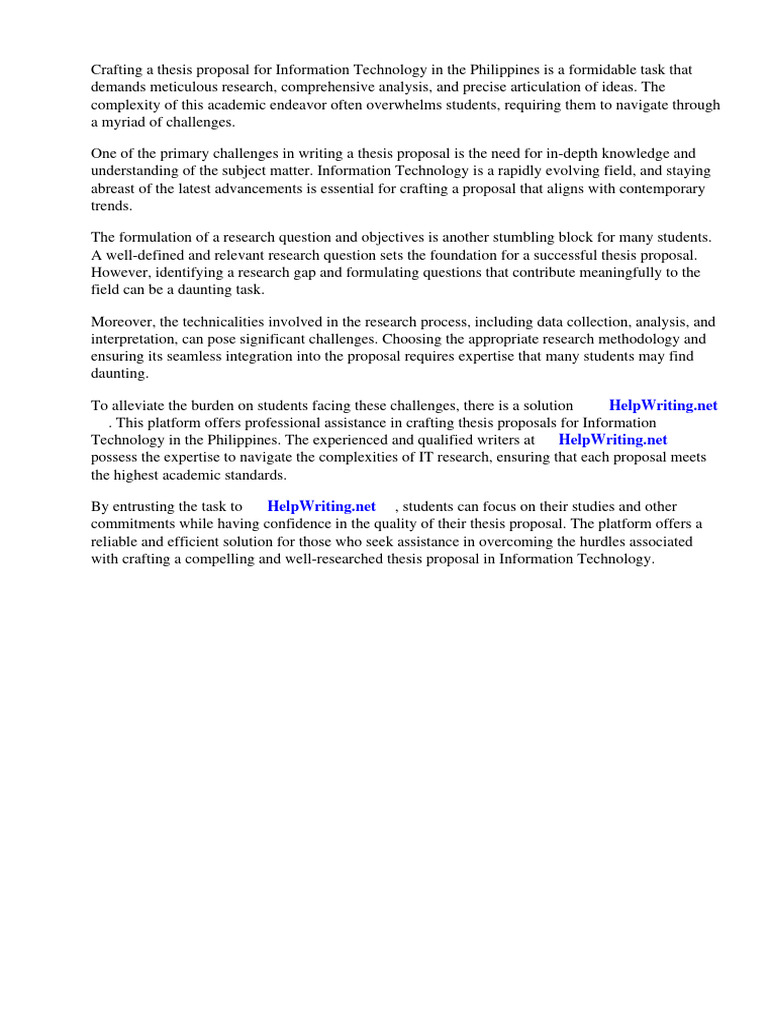 Thesis Proposal for Information Technology in the Philippines | PDF ...