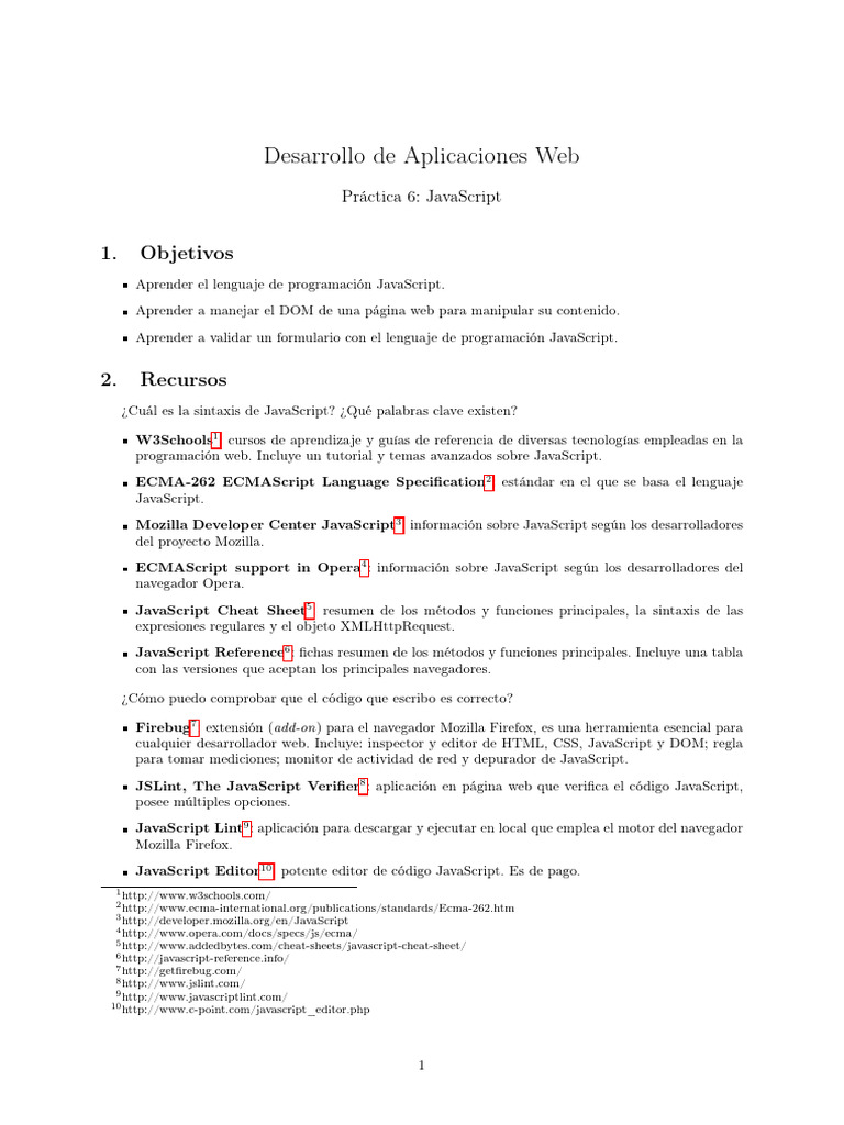 Daw 21 - 22 Prac6 Javascript | PDF | Script Java | Modelo de objeto de ...
