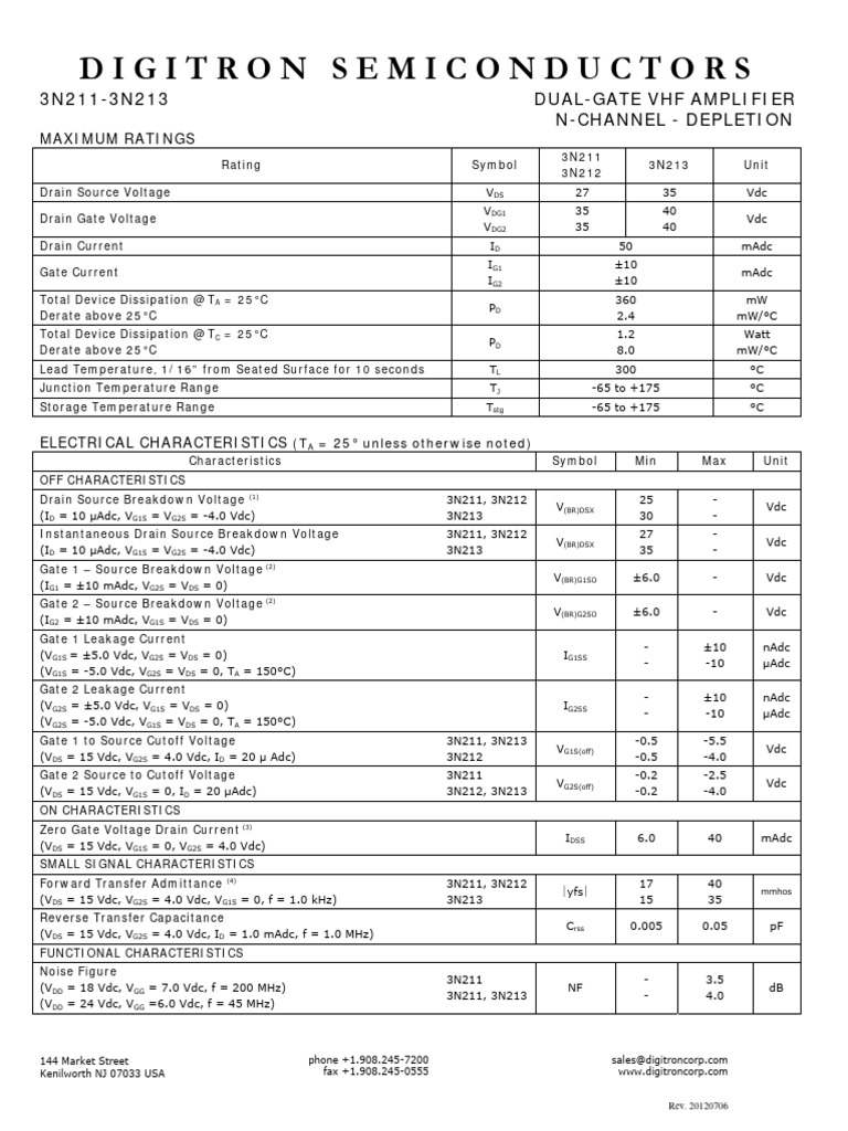 VHF Amplifier Specs for Engineers | PDF | Field Effect Transistor ...