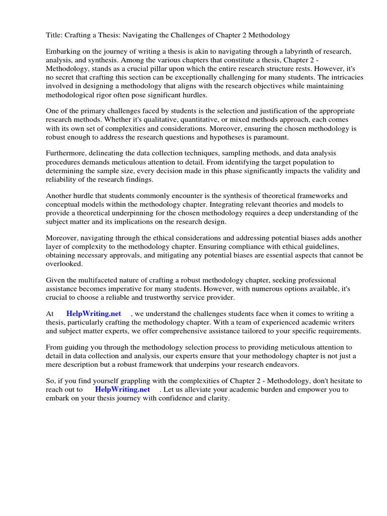 Sample Thesis Chapter 2 Methodology | PDF | Methodology | Thesis