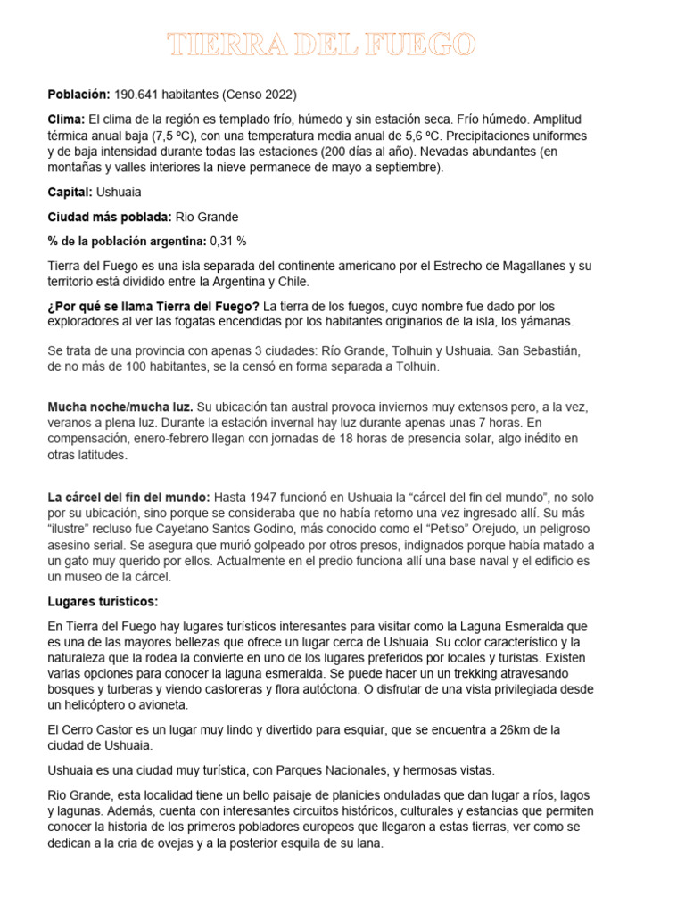 Tierra Del Fuego | PDF | Clima templado | Ciencias de la Tierra