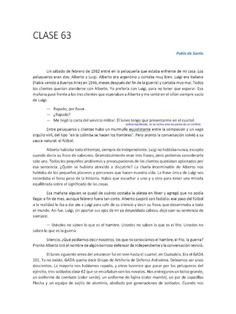 Clase 63 - Pablo de Santis | PDF