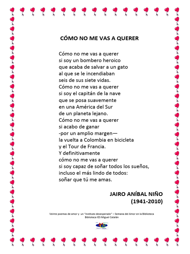 Poema 6 c2a1cc3b3mo No Me Vas a Querer | PDF