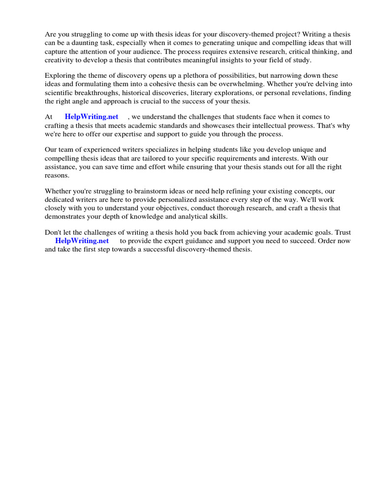 Discovery Thesis Ideas | PDF