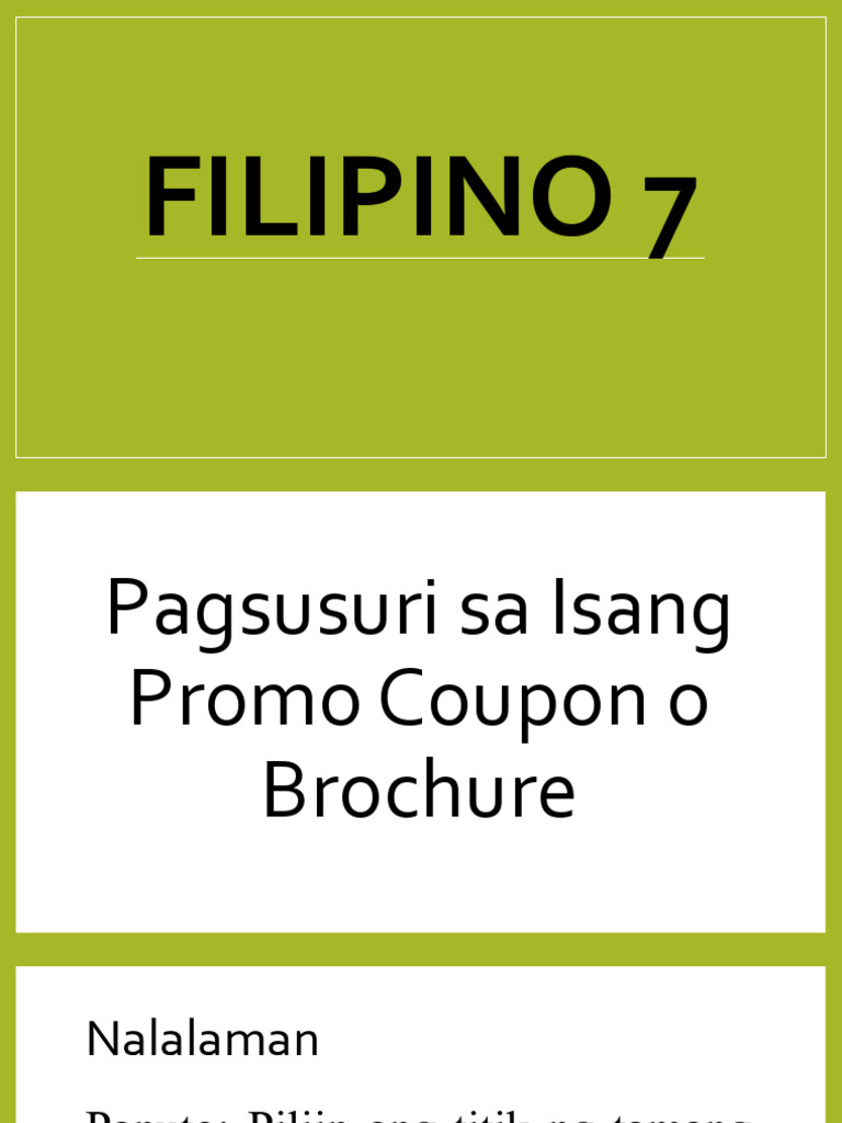 Filipino 7-Q1 Pagsusuri NG Coupon o Brochures | PDF