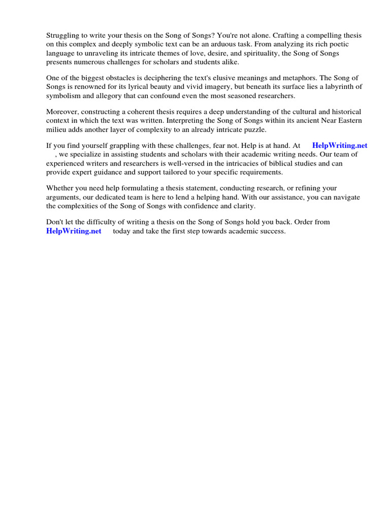 Song of Songs Thesis Statement | PDF