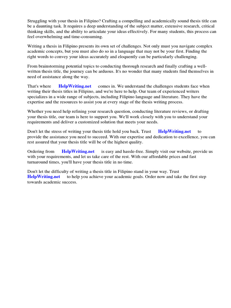 Thesis Titles Sa Filipino | Download Free PDF | Tagalog Language | Expert