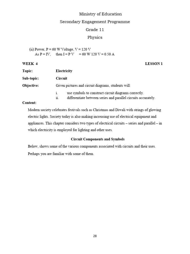 Grade 11 Physics Week 4 Lesson 1 | PDF | Series And Parallel Circuits ...