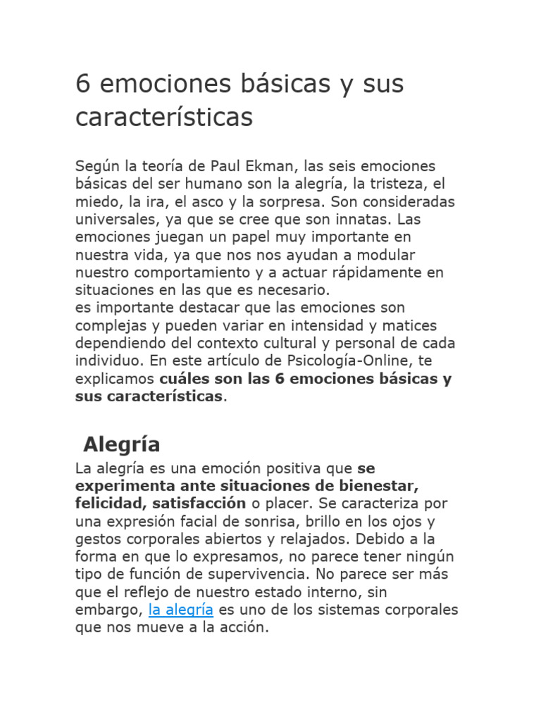Seis emociones básicas del ser humano | PDF | Asco | Ira