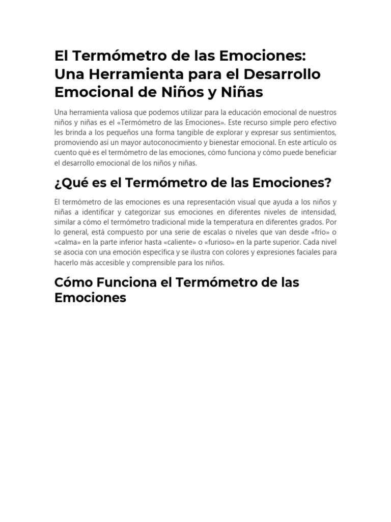 Termómetro Emocional para Niños | PDF | Las emociones | Empatía