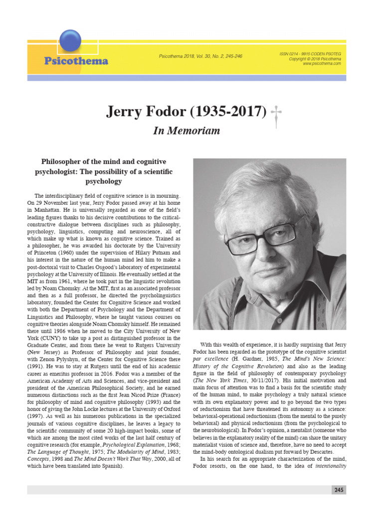 García-Albea, J. Jerry Fodor (1935-2017) in Memoriam | PDF