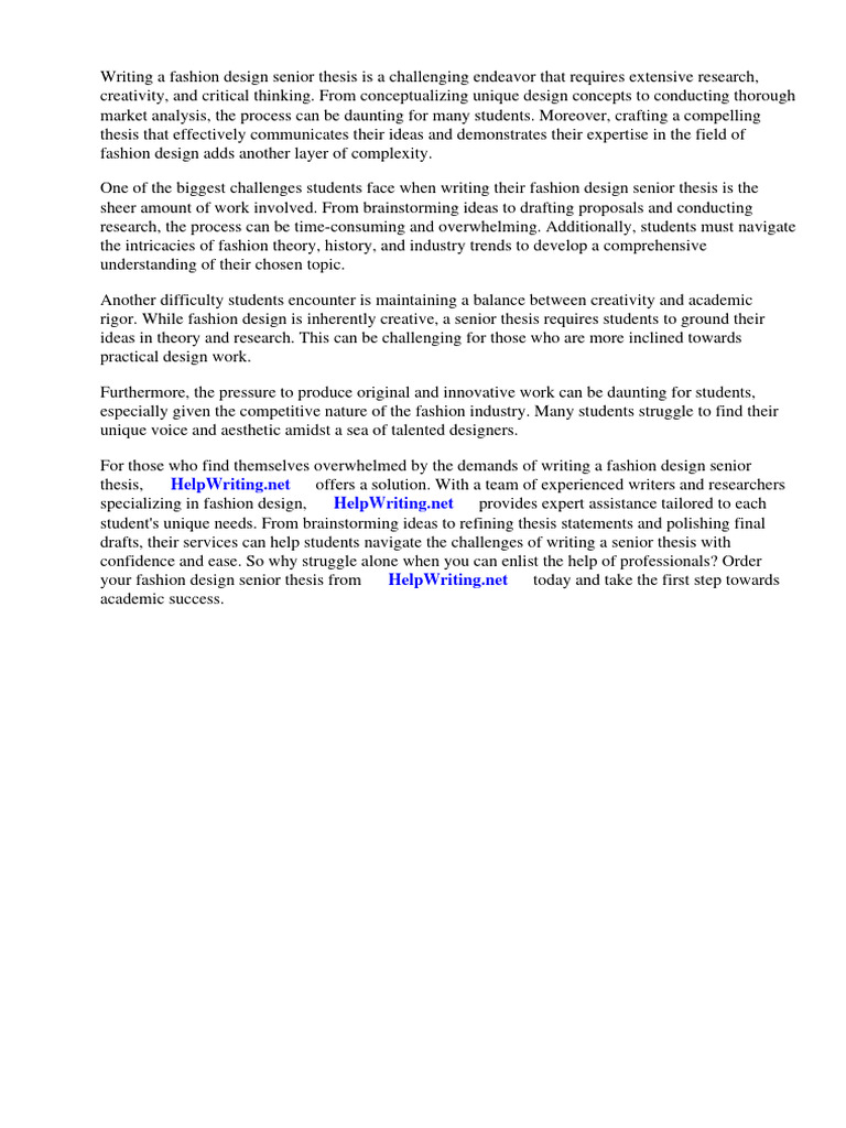 Fashion Design Senior Thesis | PDF | Fashion | Creativity